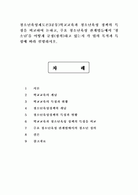 청소년육성제도론3공통)학교교육과 청소년육성 정책의 특징을 비교하여 논하고, 주요 청소년육성 관계법들에서 ‘청소년’을 어떻게 규정(정의)하고 있는지 각 법의 목적과 특성에 따라 설명-1페이지