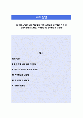 [인간의 뇌발달] 뇌의 발달(출생 전후 뇌발달과 인지발달, 지각 및 주의력발달과 뇌발달, 기억발달 및 언어발달과 뇌발달)-1페이지