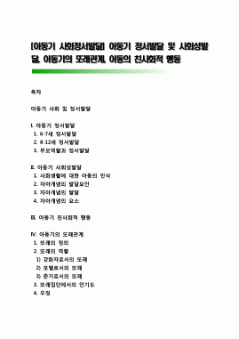 [아동기 사회정서발달] 아동기 정서발달 및 사회성발달, 아동기의 또래관계, 아동의 친사회적 행동-1페이지