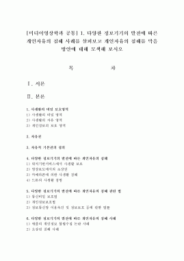 [미디어영상학과 공통] 1. 다양한 정보기기의 발전에 따른 개인자유의 침해 사례를 살펴보고 개인자유의 침해를 막을 방안에 대해 모색해 보시오 [개인자유의 침해]-1페이지