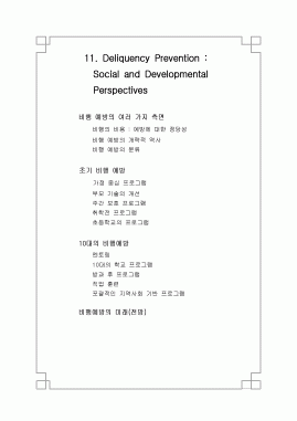 [번역과제] Juvenile Delinquency- The Core (공저) [Larry J. Siegel, Brandon C. Welsh] 11장 - Deliquency Prevention - Social and Developmental Perspectives-1페이지