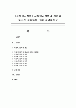 [사회복지정책] 사회복지정책의 개념을 둘러싼 쟁점들에 대해 설명하시오 [사회복지정책]-1페이지