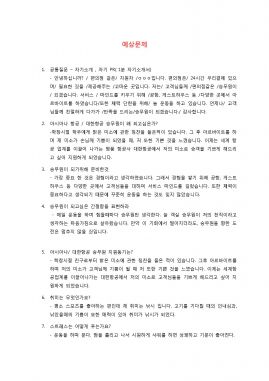 승무원 면접 예상문제 + 1분스피치+ 기내 특화서비스-1페이지