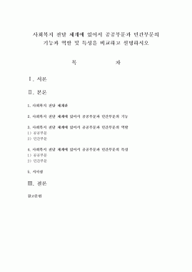 사회복지 전달 체계에 있어서 공공부문과 민간부문의 기능과 역할 및 특성을 비교하고 설명 : 전달체계-1페이지