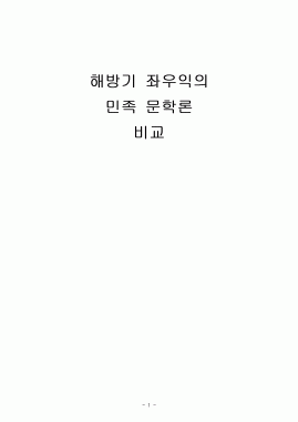 해방기 좌우익의 민족 문학론 비교-1페이지