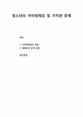 [청소년상담] 청소년의 자아정체감 및 가치관 문제(관련 사례포함) - 자아정체감의 개념, 정체감의 문제 유형-1페이지