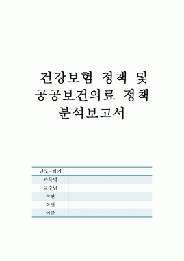 건강보험 정책 및 공공보건의료 정책 분석보고서-1페이지