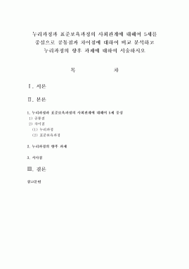 누리과정과 표준보육과정의 사회관계에 대해여 5세를 중심으로 공통점과 차이점에 대하여 비교 분석하고 누리과정의 향후 과제에 대하여 서술 : 사회관계-1페이지