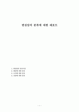 변성암의 분류에 대한 레포트-1페이지