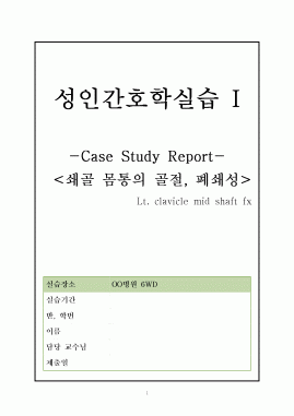 쇄골몸통의골절 케이스(간호사정부터 ~간호진단) A+++++-1페이지