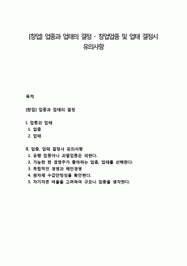 [창업] 업종과 업태의 결정 - 창업업종 및 업태 결정시 유의사항-1페이지