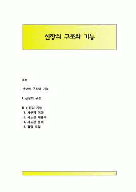 신장의 구조와 기능 개념정의 특징특성 문제점해결방안 종류유형분류 신장의 구조와 기능-1페이지