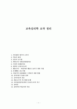 교육심리학 요약 정리-1페이지