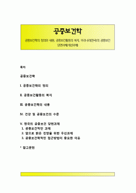 공중보건학의 정의와 내용, 공중보건활동의 복지, 우리나라(한국)의 공중보건 당면과제(개선과제)-1페이지