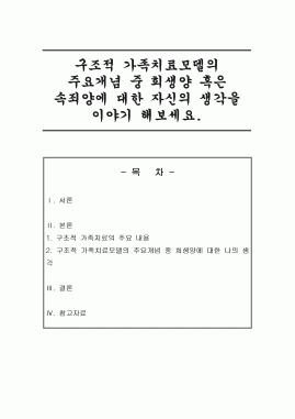 구조적 가족치료모델의 주요개념 중 희생양 혹은 속죄양에 대한 자신의 생각을 이야기 해보세요-1페이지