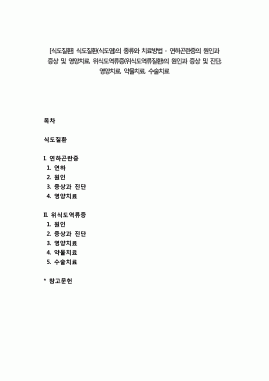 [식도질환] 식도질환(식도염)의 종류와 치료방법 - 연하곤란증의 원인과 증상 및 영양치료, 위식도역류증(위식도역류질환)의 원인과 증상 및 진단, 영양치료, 약물치료, 수술치료-1페이지