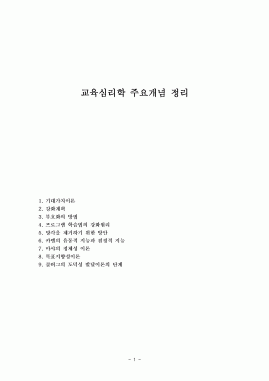 교육심리학 주요개념 정리-1페이지