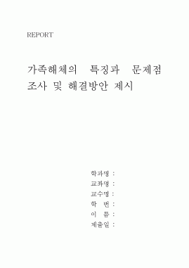 가족해체의 특징과 문제점 조사 및 해결방안 제시-1페이지