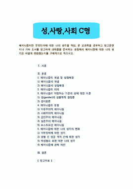 [성,사랑,사회 C형] 페미니즘이란 무엇인가에 대한 나의 생각을 적되, 과제물을 준비하는 과정에서 페미니즘에 대한 나의 생각은 어떻게 변화했는지를 구체적으로 적으시오. 페미니즘이란-1페이지