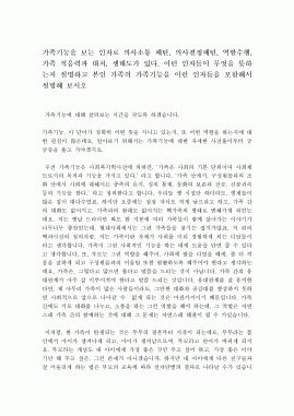 가족기능을 보는 인자로 의사소통 패턴, 의사결정패턴, 역할수행, 가족 적응력과 대처, 생태도가 있다. 이런 인자들이 무엇을 뜻하는지 설명하고 본인 가족의 가족기능을 이런 인자들을 포함해서 설명해 보시오-1페이지