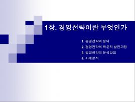 경영전략의 정의,경영전략의 학문적 발전과정,경영전략의 분석방법,군사전략에 기원,경영전략의 학문적 발전과정,기업내부의 경영자원-1페이지