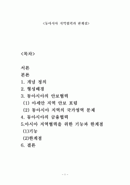 동아시아 지역협력과 한계점,동아시아의 안보협력,아세안 지역 안보 포럼,동아시아의 금융협력,아시아 지역협력을 위한 기능,국제정쾀제-1페이지