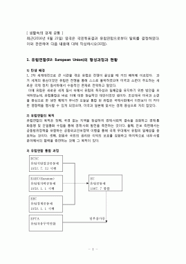 [생활속의 경제 공통] 유럽연합(EU)의 형성과정과 현황,브렉시트의 의미와 배경,경제적 관점에서 Brexit가 영국,EU,한국에 미치는 영향,Brexit에 대한 자신의 생각-1페이지