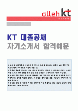 (KT 자기소개서 - 2019년 취업서류) KT 신입공채/개발직 자기소개서 합격예문 + 합격스펙 [KT그룹 경력직 자소서 자기소개서/KT 자기소개서/kt 자기소개서 샘플/kt 자기소개서예문]-1페이지