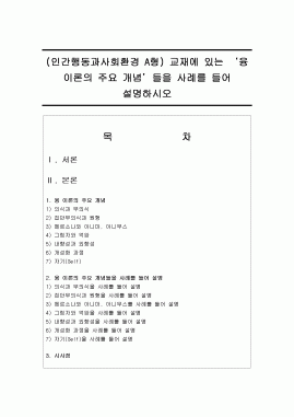 (인간행동과사회환경 A형) 교재에 있는 ‘융 이론의 주요 개념’들을 사례를 들어 설명하시오 [융]-1페이지