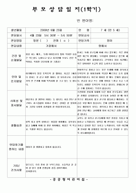 (만5세-1학기)평가인증 통과한 공공형 어린이집 만5세 1학기 부모상담일지 22명 분량입니다.-1페이지