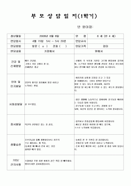 (만4세-1학기)평가인증 통과한 공공형 어린이집 만 4세 1학기 부모상담일지 18명 분량입니다.-1페이지