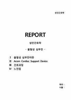  성인간호학 - 울혈성 심부전 ( 울혈성 심부전, Acorn Cardiac Support Device, 간호과정, 느낀점 )-1페이지