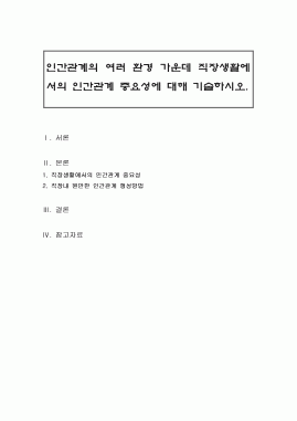 [사회과학] 인간관계의 여러 환경 가운데 직장생활에서의 인간관계 중요성에 대해 기술하시오-1페이지