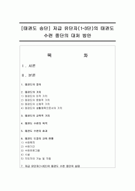 [태권도 승단] 저급 유단자(1~3단)의 태권도 수련 중단의 대처 방안 - 수련중단-1페이지