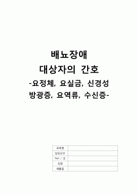 [성인]배뇨장애 대상자의 간호-요정체, 요실금, 신경성 방광증, 요역류, 수신증- -1페이지