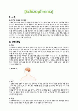 Schizophrenia 조현병 간호과정, 조현병 사례연구, 스키조프레니-1페이지