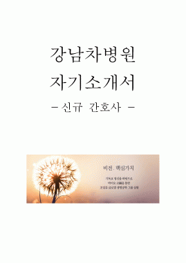강남차병원 차병원 신규 신입 간호사 면접 1분 스피치 자기소개서-1페이지