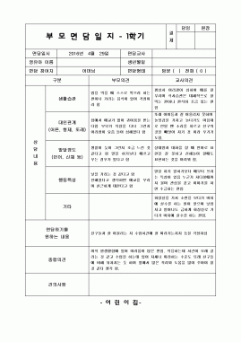 <만3세부모상담일지>만3세 1학기 부모상담일지 11명 분량입니다. (2016년 4월 부모면담일지/ 기본생활습관/ 대인관계-또래,형제/  발달정도-언어,신체/ 행동특성)-1페이지