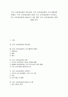 [미국 교육정보화]미국 교육정보화의 혁신사업, 미국 교육정보화의 소프트웨어와 컨텐츠, 미국 교육정보화의 동향, 미국 교육정보화의 교사연수, 미국 교육정보화의 DHS프로그램, 향후 미국 교육정보화의 정책 방향 분석-1페이지