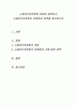 소셜미디어문화에 대하여 설명하고, 소셜미디어문화의 문제점과 대책을 제시하시오-1페이지