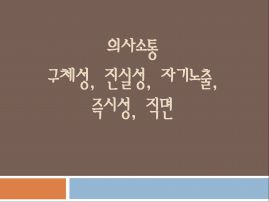 의사소통, 구체성, 진실성, 자기노출, 즉시성, 직면, 구체성이점, 진실성이점, 자기노출의미, 자기노출반응지침, 즉시성의미, 직면의미, 직면시기, 직면방법-1페이지