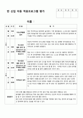 만3세 신입원아 적응일지/ 신입아동 적응일지/ 신입원아 적응프로그램-1페이지