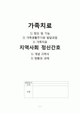 정신건강간호학) 지역사회 정신건강 가족치료-1페이지