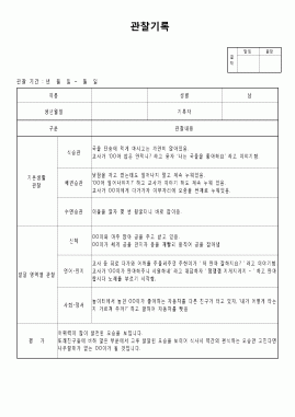 (만2세 관찰일지)만2세 1월 관찰일지 6명 분량입니다.-1페이지