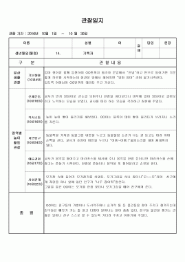 (만1세 관찰일지)만1세 10월 관찰일지 6명 분량입니다.-1페이지