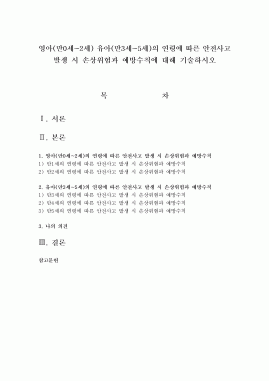 영아(만0세~2세) 유아(만3세~5세)의 연령에 따른 안전사고 발생 시 손상위험과 예방수칙에 대해 기술 : 안전사고-1페이지