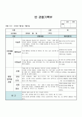 <만0세 관찰일지>만0세 7월 관찰일지 4명 분량입니다.-1페이지