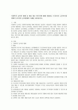 [급여의 형태] 사회복지 급여의 형태 중 현물 현금 바우처에 대해 설명하고 우리나라 노인복지정책에서 3가지의 급여형태의 사례를 제시하시오-1페이지