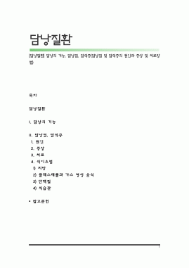 [담낭질환] 담낭의 기능, 담낭염, 담석증(담낭염 및 담석증의 원인과 증상 및 치료방법)-1페이지