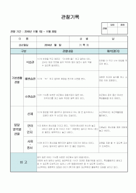 (만1세 관찰일지)만1세 11월 관찰일지 8명 분량입니다.-1페이지